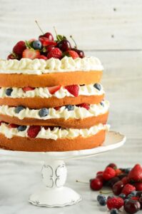 Mixed Berry Sponge Cake - The Cake Chica