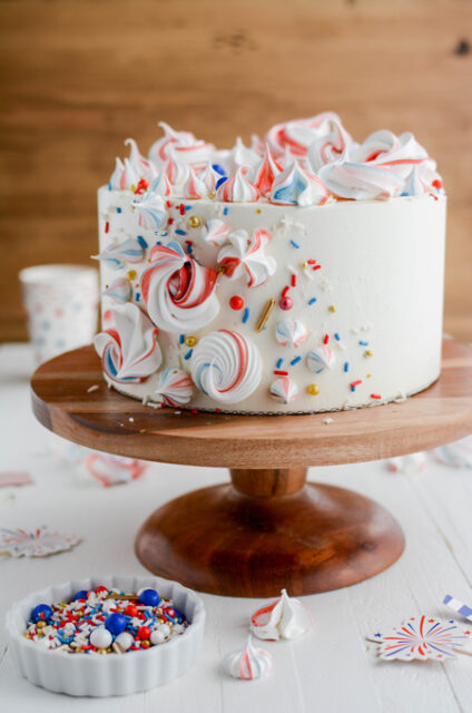 Red White and Blue Swirl Cake - The Cake Chica