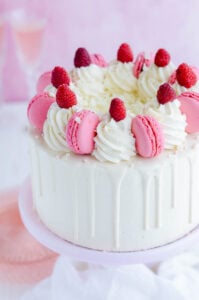 White Chocolate Raspberry Drip Cake - The Cake Chica