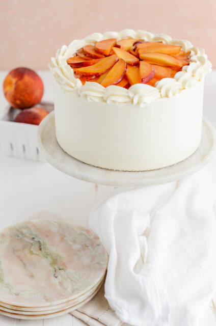 Peaches and Cream Layer Cake - The Cake Chica
