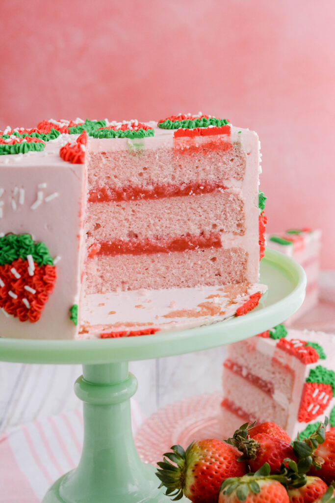 Strawberry Patch Layer Cake - The Cake Chica