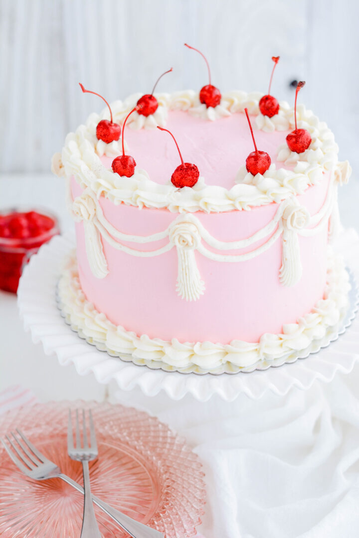 Vintage Cherry Layer Cake - The Cake Chica