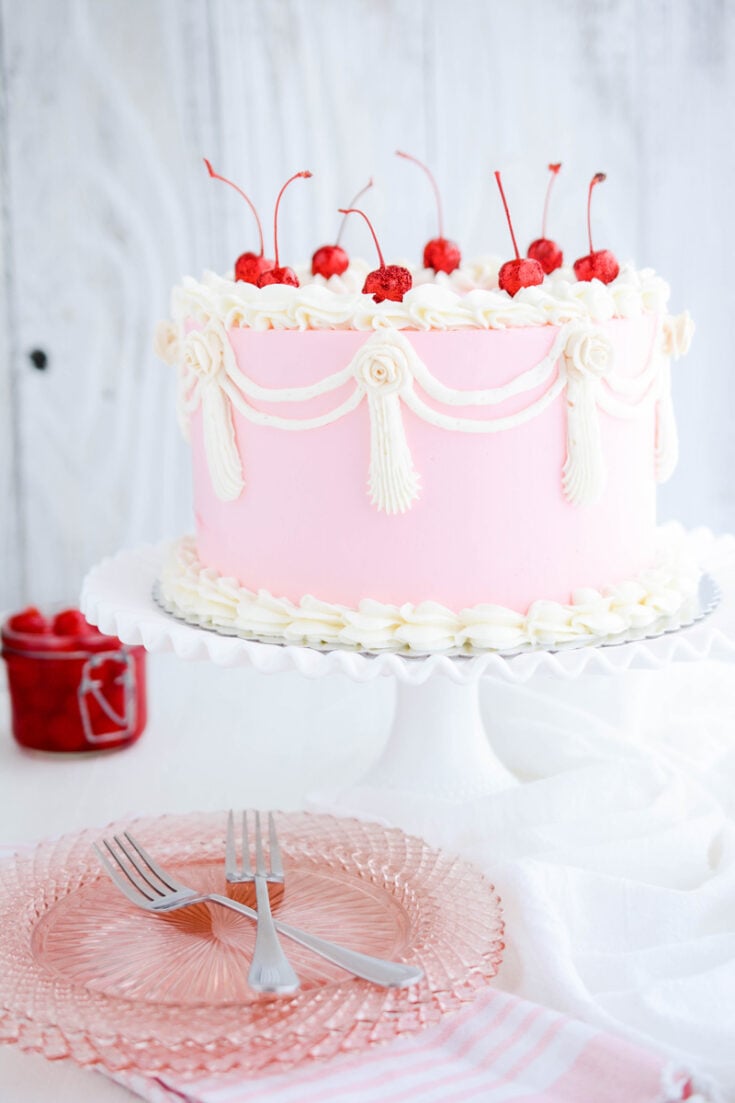 Vintage Cherry Layer Cake - The Cake Chica