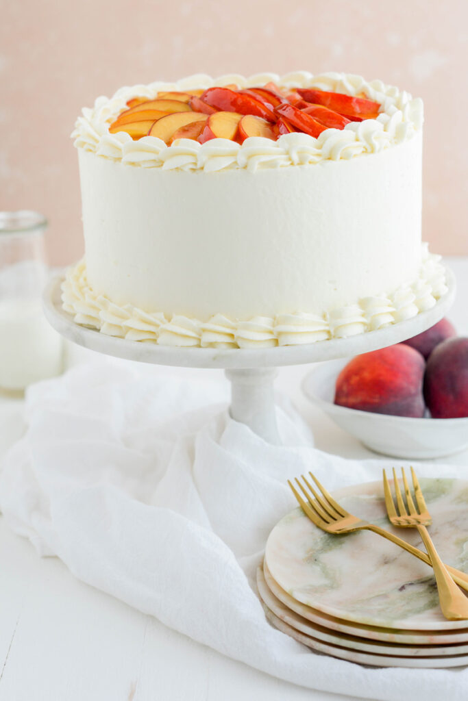 Peaches and Cream Layer Cake - The Cake Chica