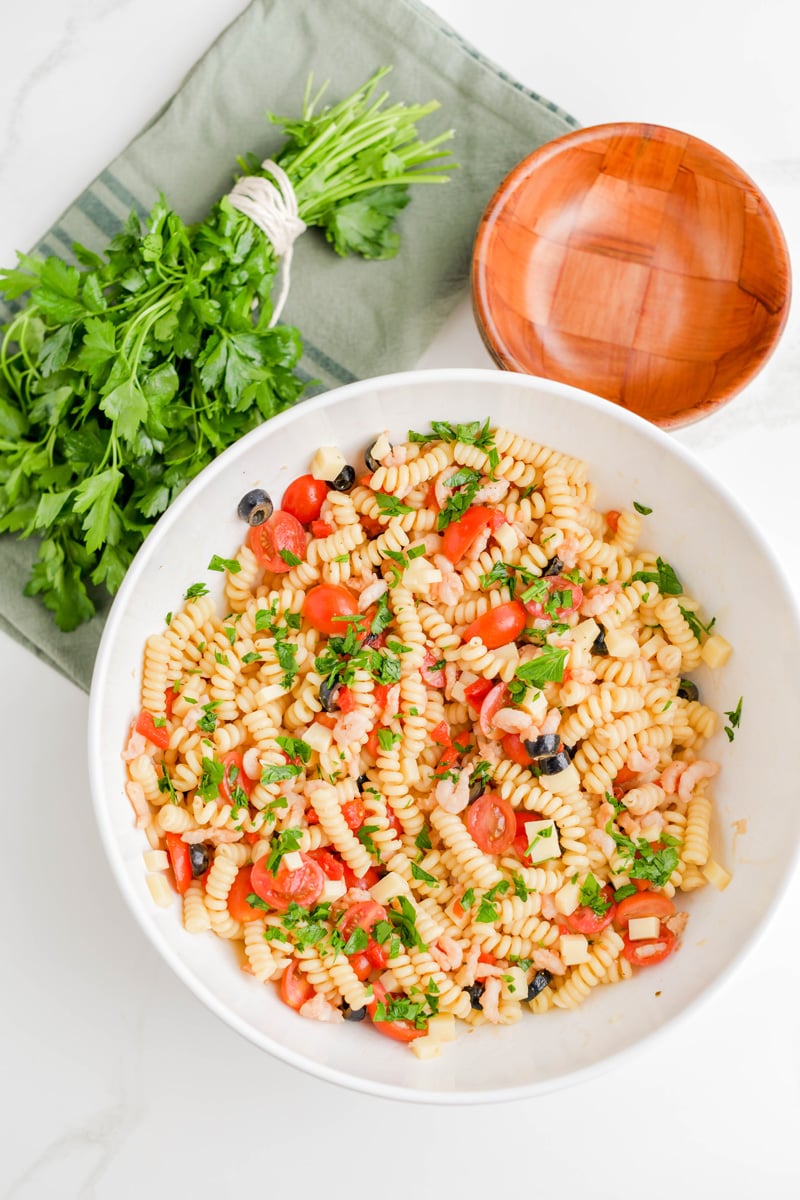Zesty Shrimp Pasta Salad - The Cake Chica
