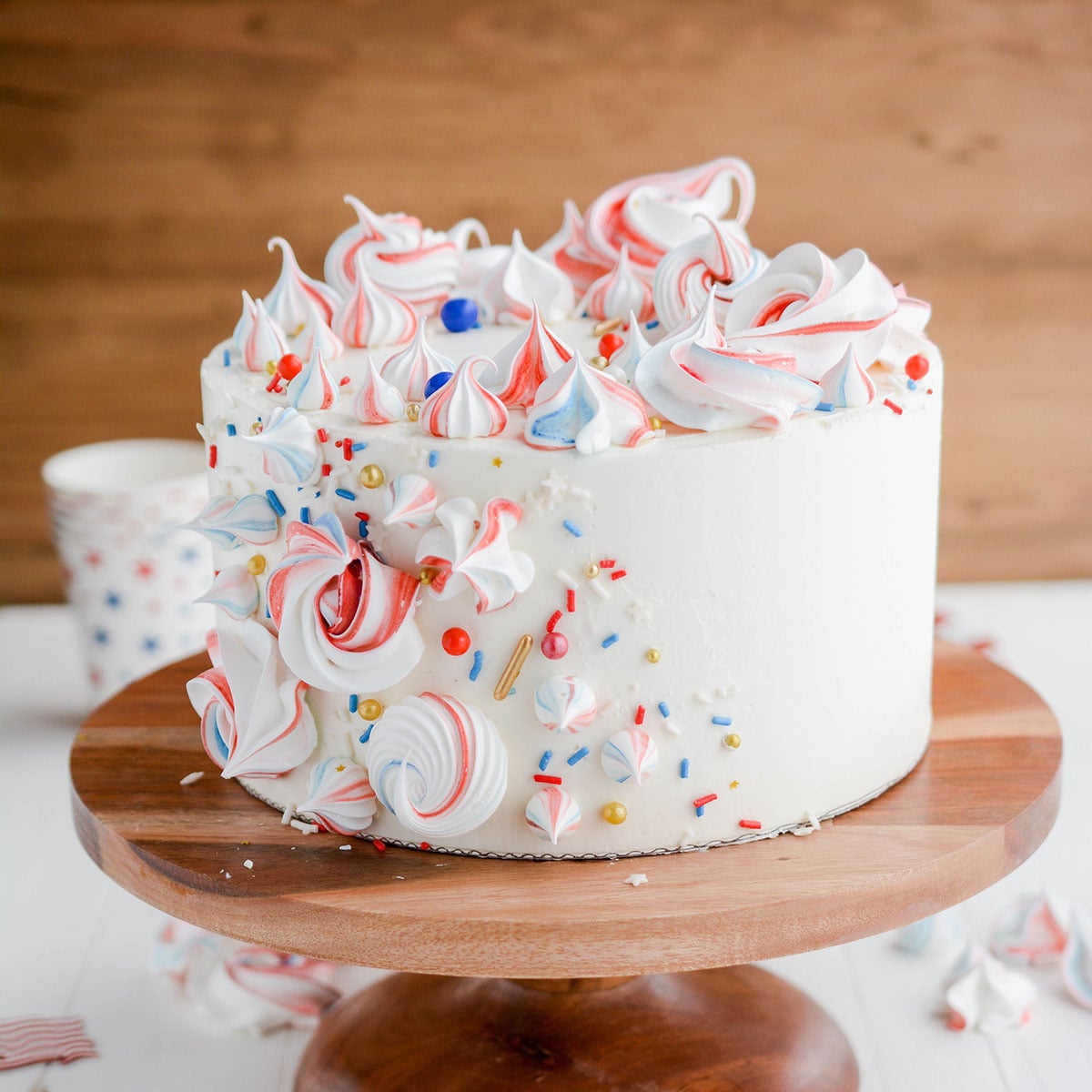 Red White and Blue Swirl Cake - The Cake Chica